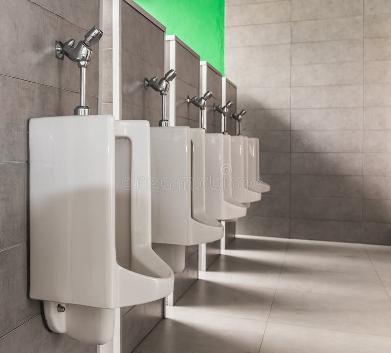 Row Urinals Men in the Toilet Stock Image - Image of ceramic, stall ...