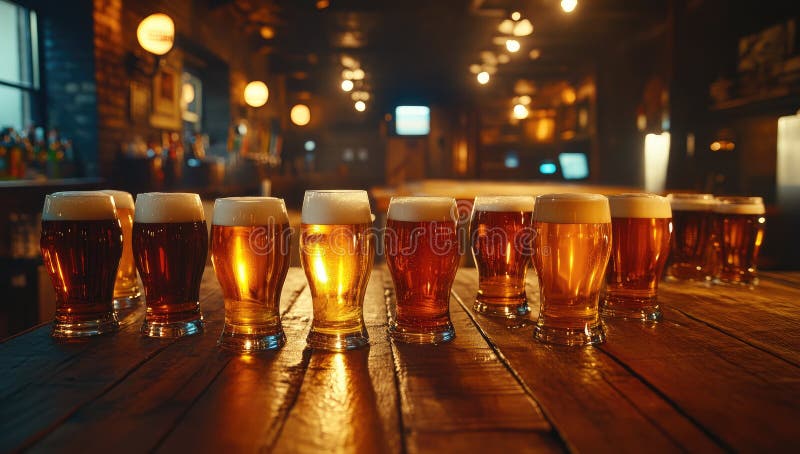 Pub Beer Lineup stock illustration. Illustration of celebration - 385724492