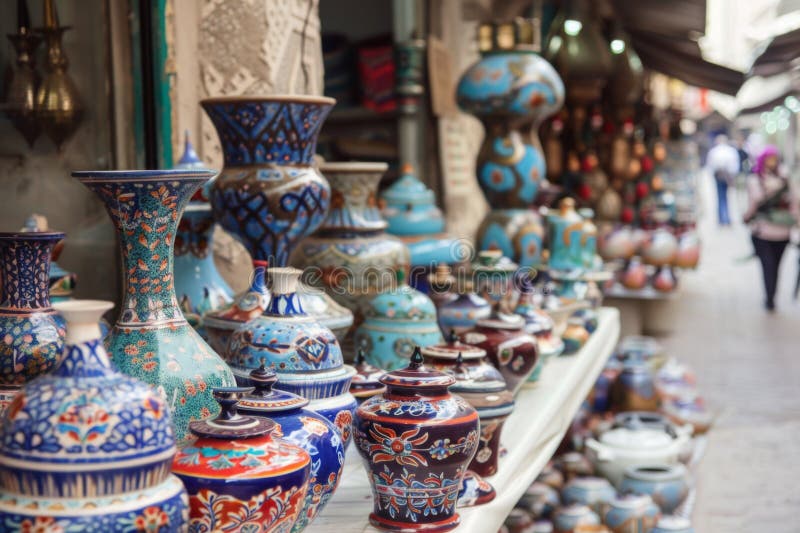 Row of Vases on Sidewalk stock image. Image of reflection - 312514075