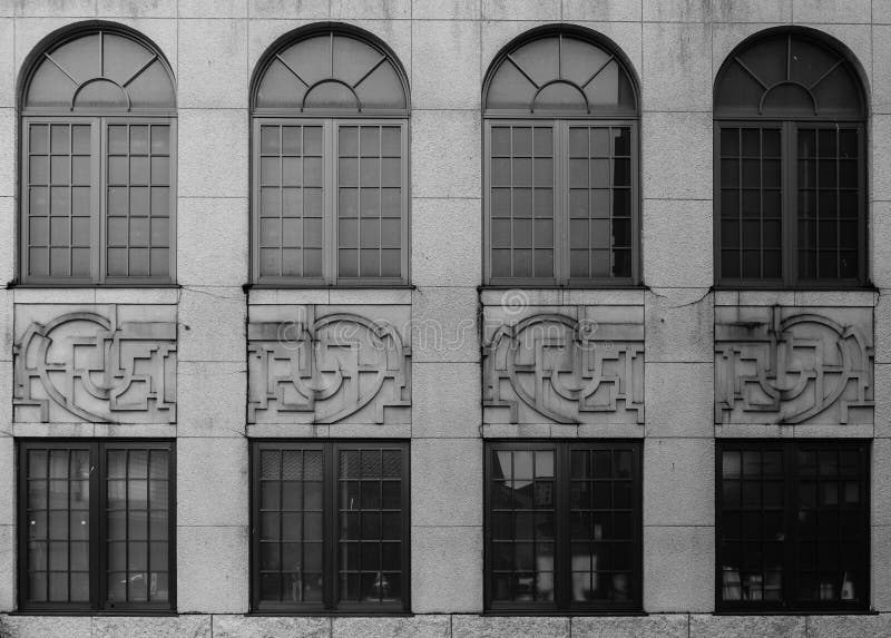 Row of vintage windows stock image. Image of exterior - 94109413