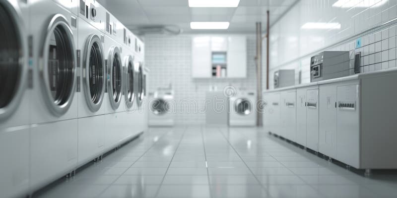 Row Washing Machines Commercial Laundry Room Setting Stock Photos ...