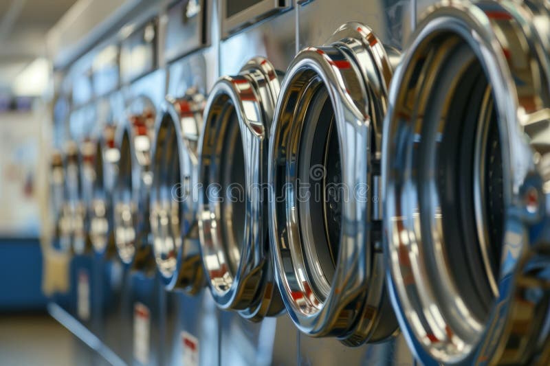 Row of Washing Machines Poster with Ample Space for Text Placement To ...