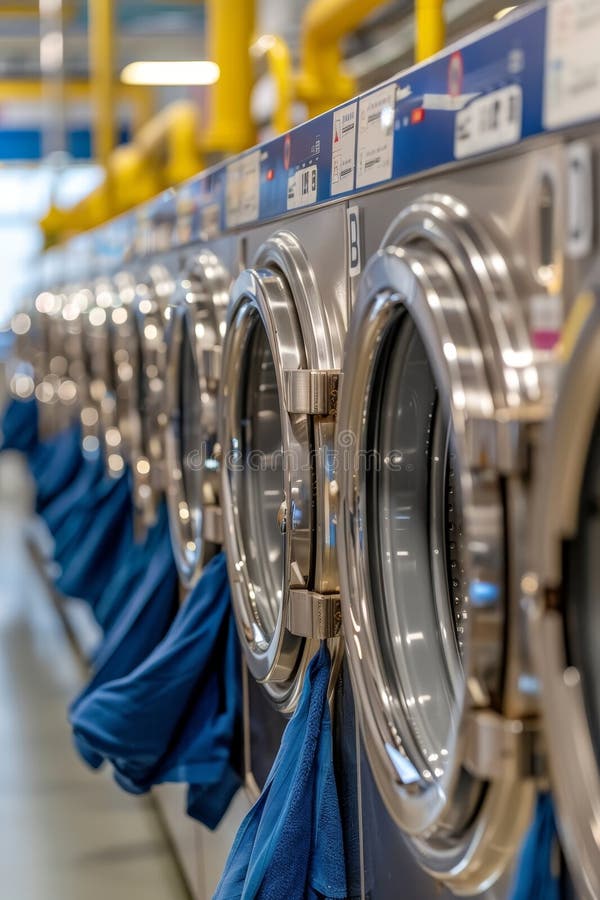 Row of Washing Machines Poster with Spacious Area Available for ...