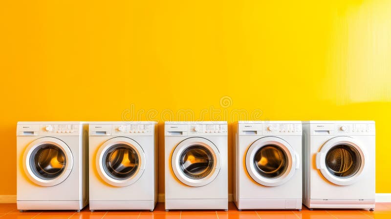 Row of Washing Machines Poster with Spacious Area for Text Placement ...