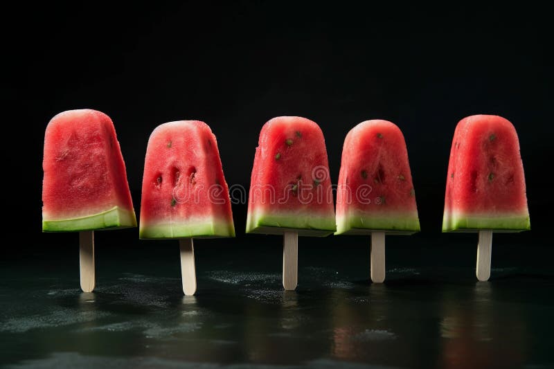 A Row of Watermelon Ice Creams with the Word Watermelon on Them. AI ...