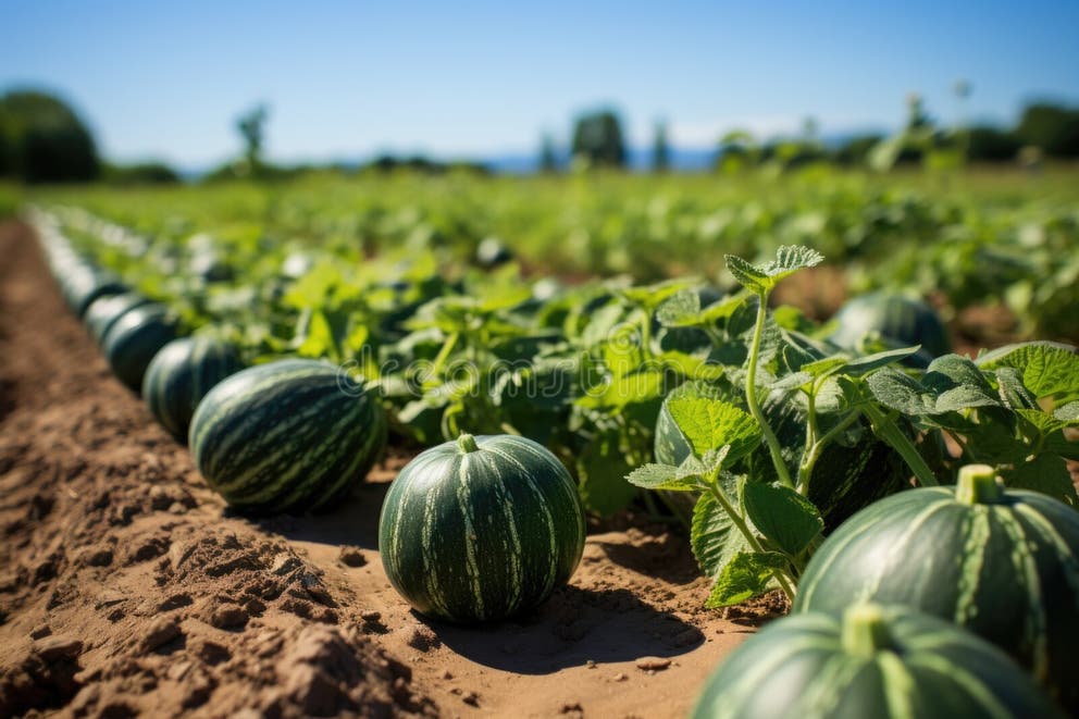 A row of watermelons in stock illustration. Illustration of farming ...
