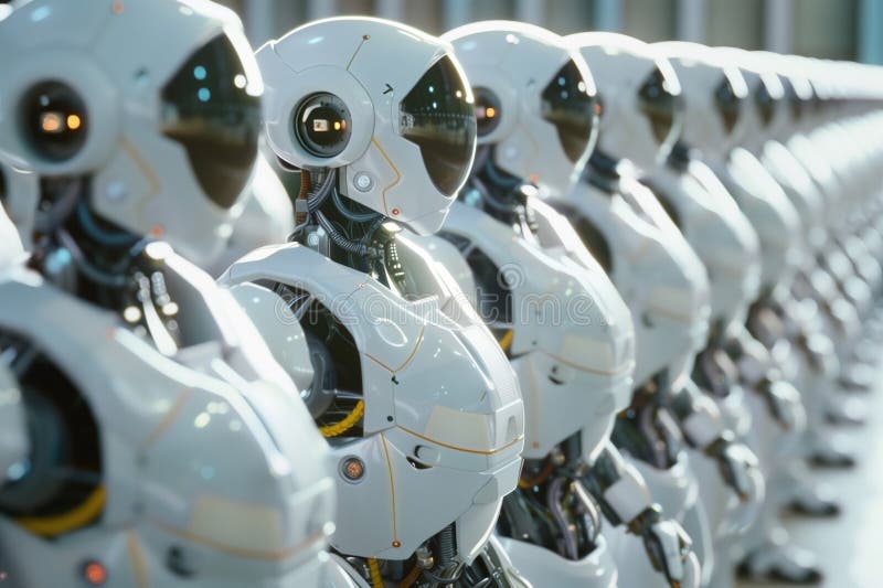 Row of Well-organized Robots Impress or Awe with Their Ability To ...