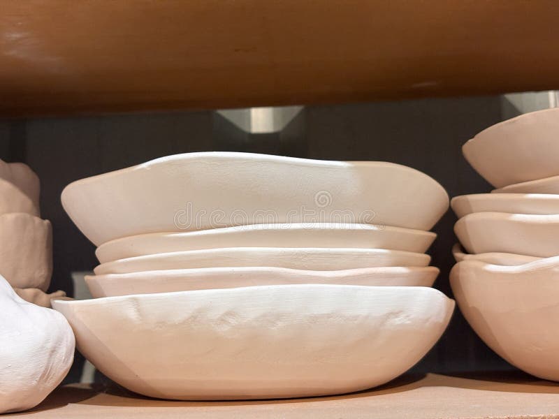 A Row of White Bowls are Stacked on Top of Each Other Stock Image ...
