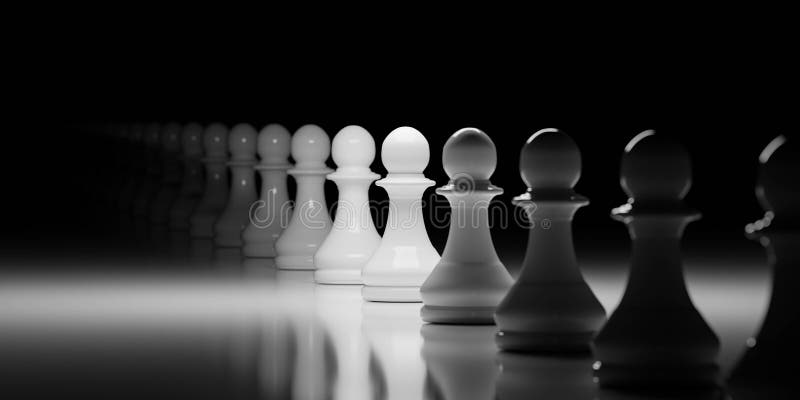 Row of White Chess Pawns in Monochrome Stock Image - Image of mate ...