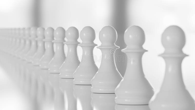 Row of White Chess Pawns in Perspective 3d Render Looping Animation ...