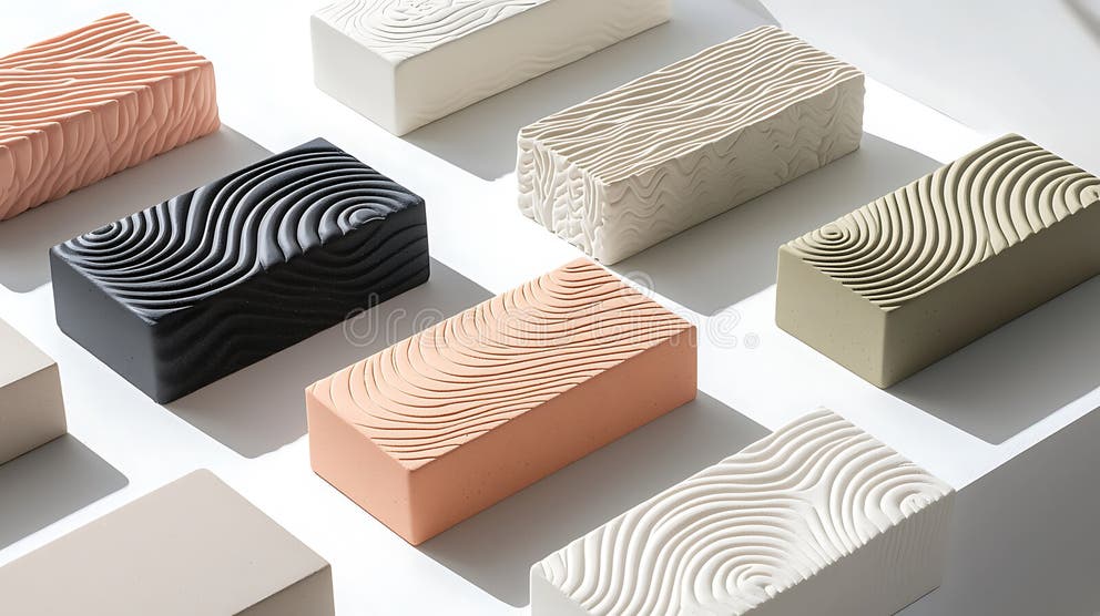 A Row of White and Colored Blocks with a Wave Pattern Stock Photo ...