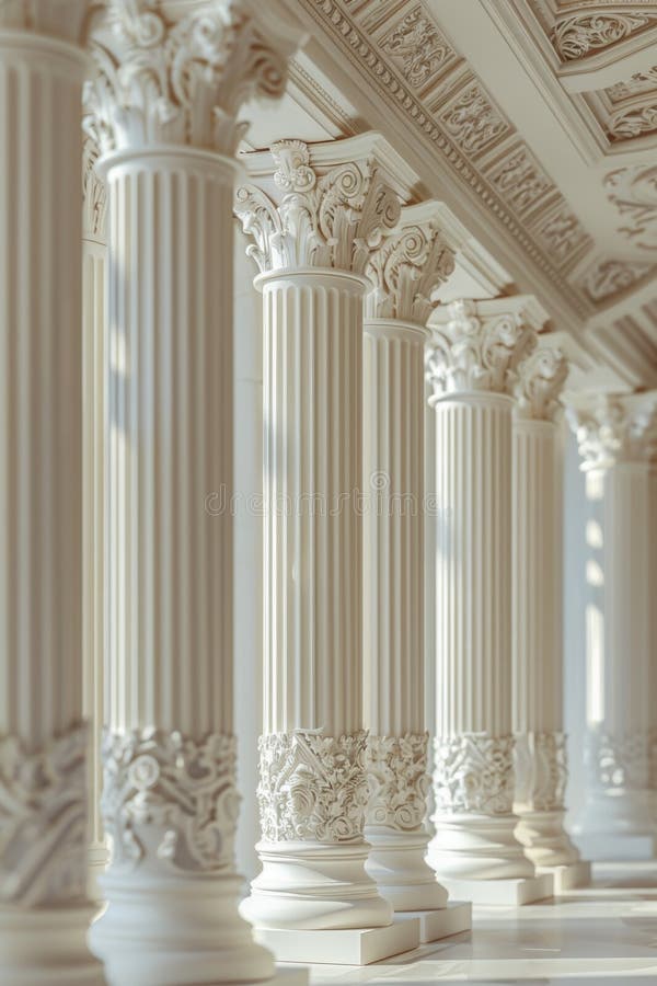 A Row of White Columns in a Building, Suitable for Architectural ...