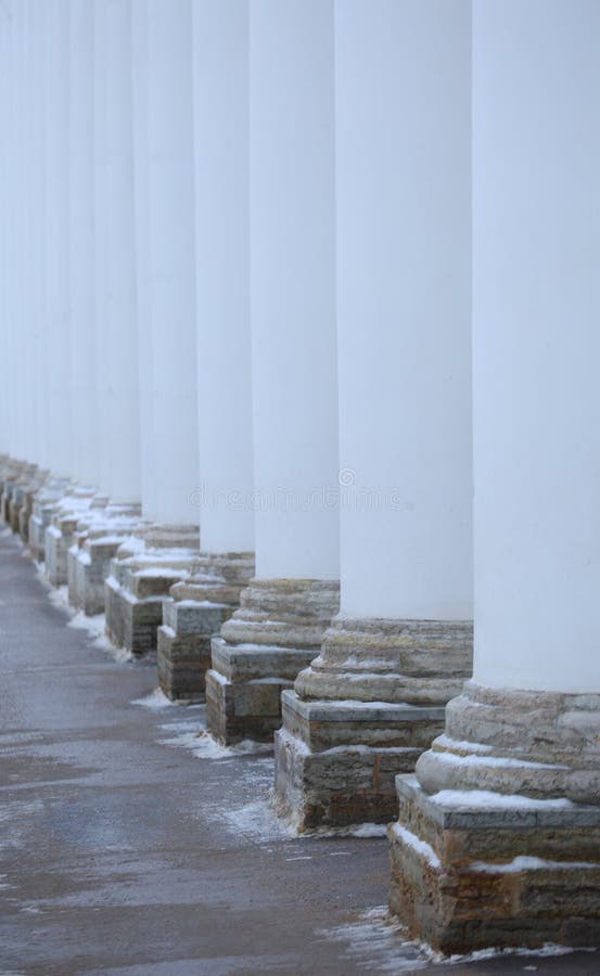 Row of White Columns on the Facade Stock Image - Image of structure ...