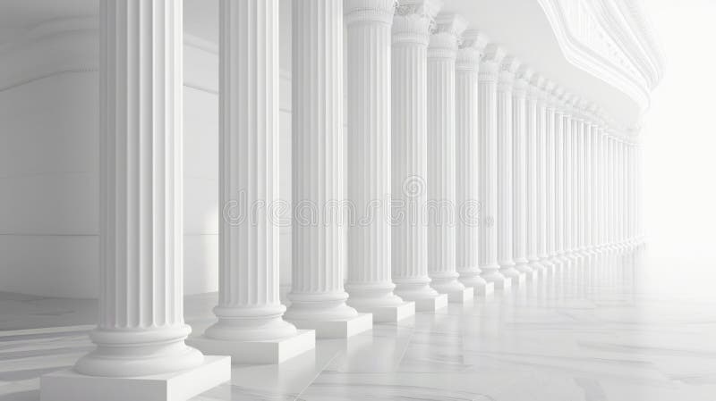 A Row of White Columns in a White Room. Perfect for Architectural ...