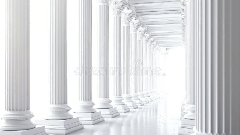 A Row of White Columns in a White Room. Suitable for Architectural ...