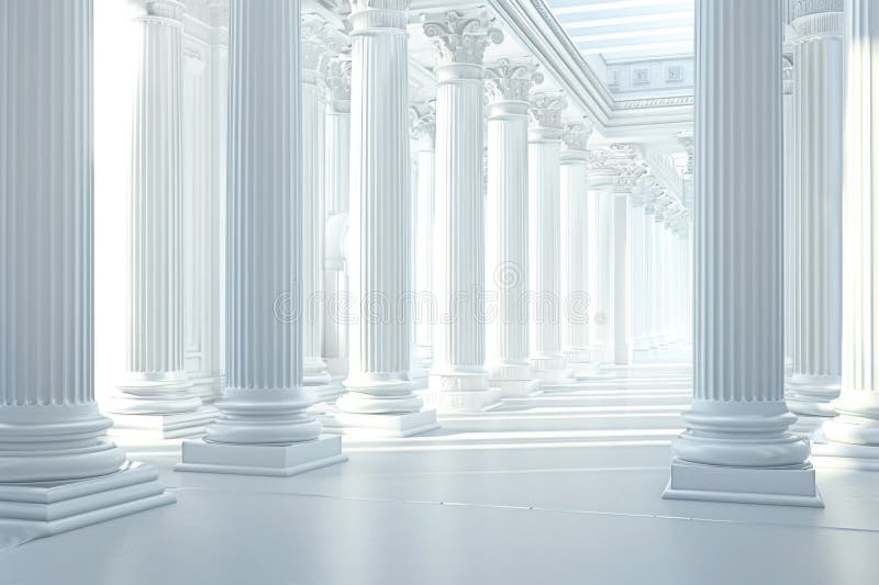 A Row of White Columns in a Spacious Room. Suitable for Architectural ...