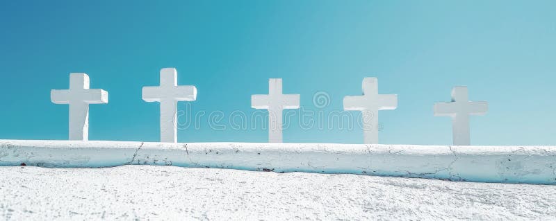 Row of White Crosses Under Blue Sky Stock Image - Image of outdoors ...