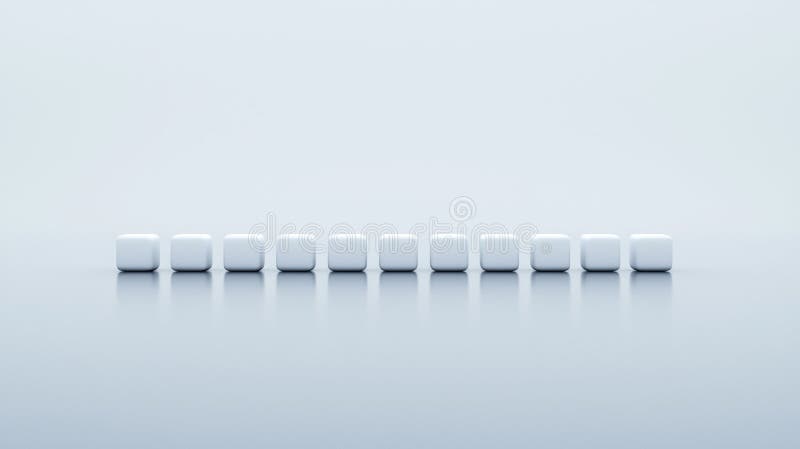 A Row of White Cubes on a Light Blue Background. Stock Image - Image of ...