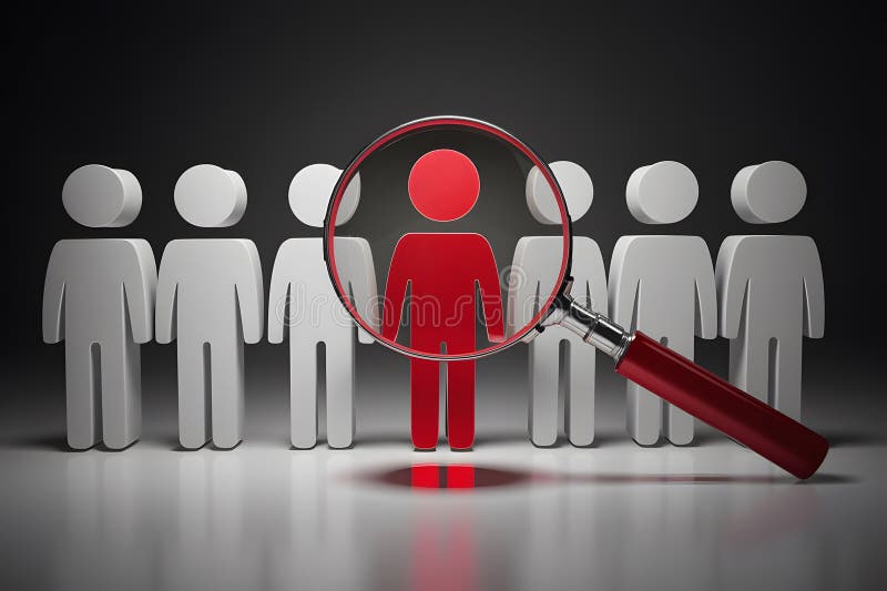 Row of White Figures, One in Red Magnified, Stands Out in Importance ...