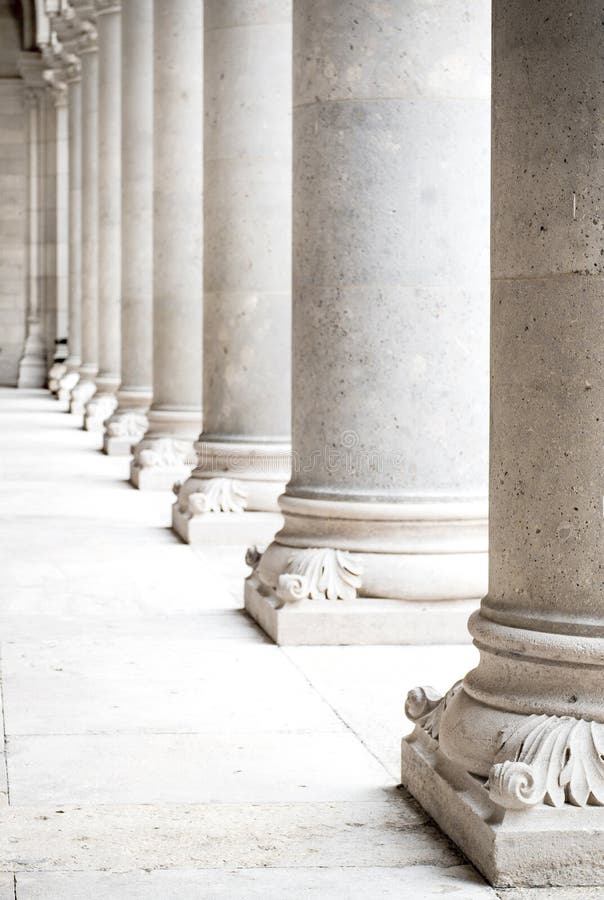 Row of White Marble Columns. Vertical Image Stock Photo - Image of ...