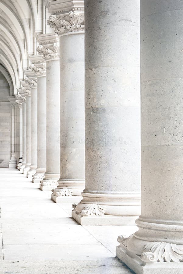 Row of White Marble Columns. Greek Marble Pillars Detail Stock Photo ...