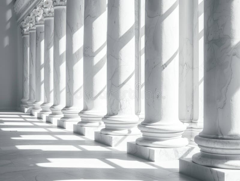 A Row of White Marble Pillars in a Building Interior, Providing ...