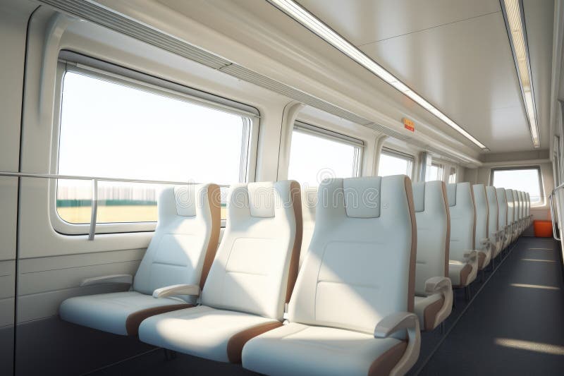 A Row of White Seats on a Train. Stock Image - Image of material ...