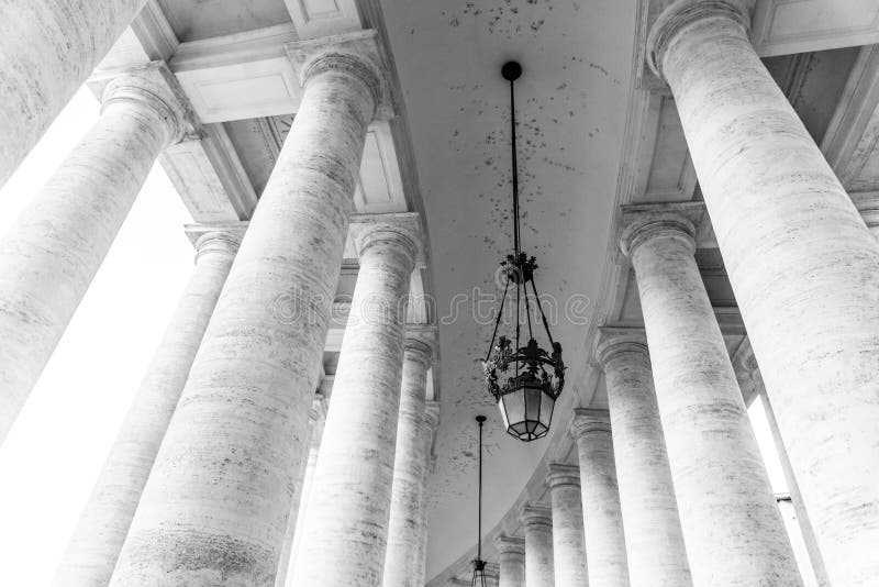 Row of White Travertine Columns. Monumental Doric Colonnade of St ...