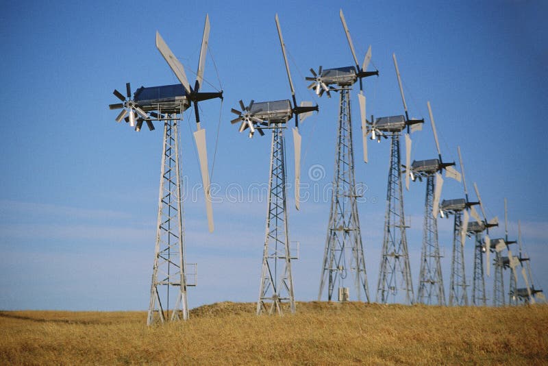 Row of wind turbines stock image. Image of mill, horizontal - 23161727