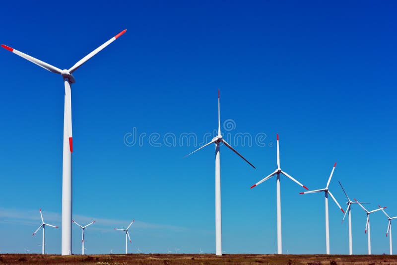 Row of wind turbines stock image. Image of ideas, blue - 95089161