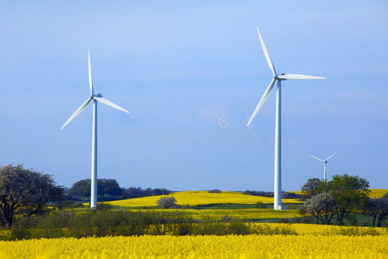 Row of Wind Turbines in Sweden Stock Image - Image of energy ...