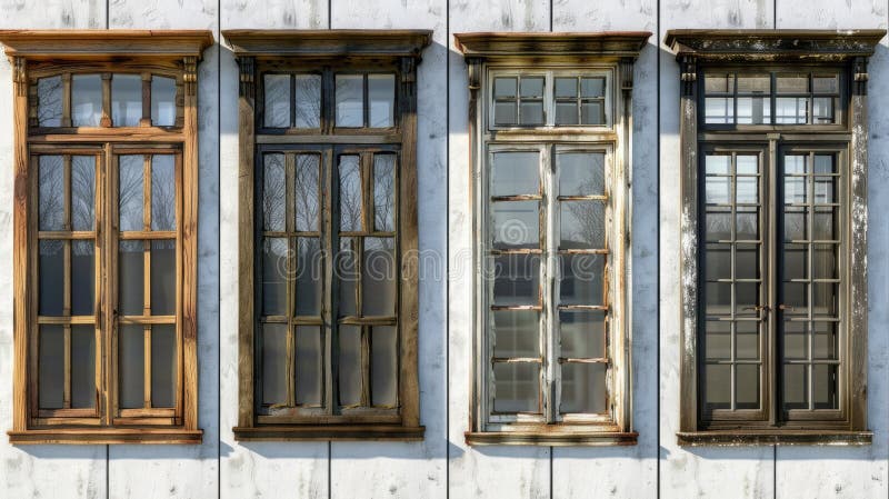 A Row of Windows on a White Wall. Suitable for Architectural Design ...