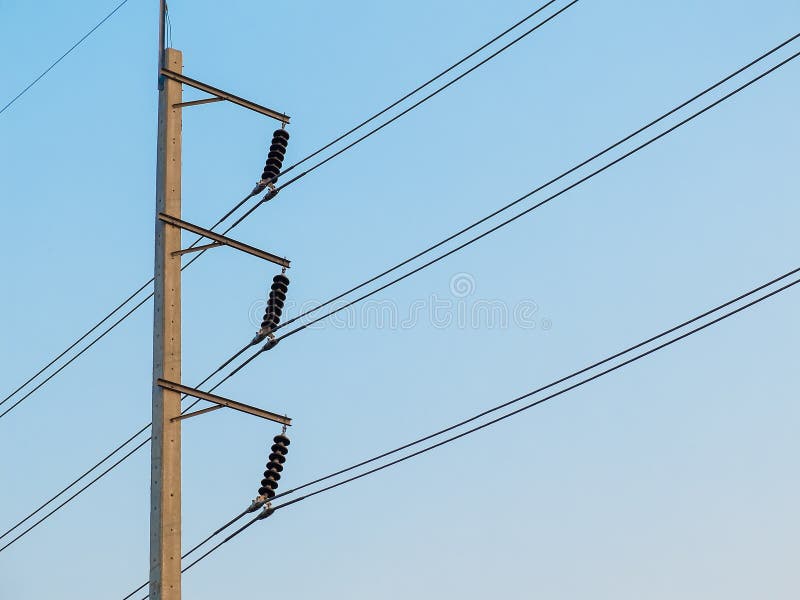 Row of Wire Pole Electricity Post Stock Image - Image of information ...