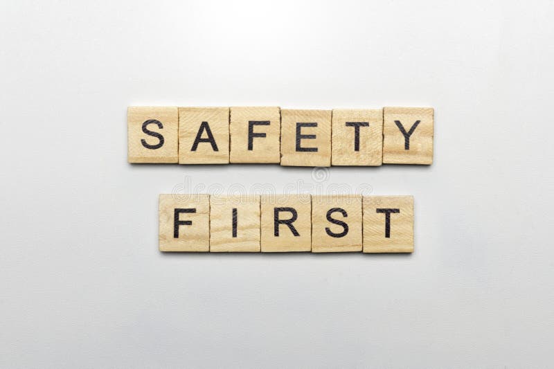The Row of Wooden Cubes with Safety First Text Stock Photo - Image of ...