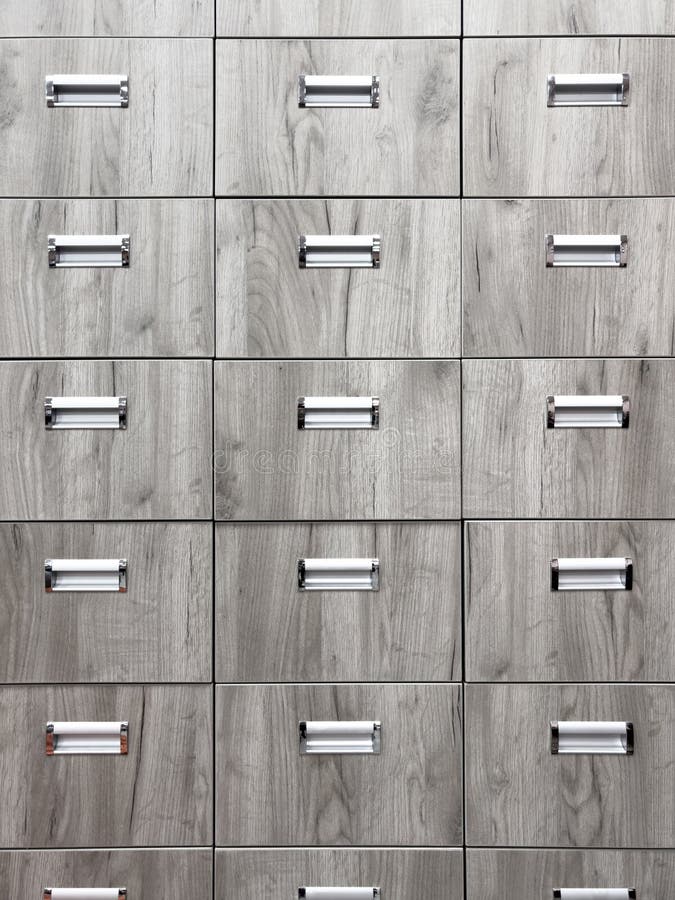 A Row of Wooden Drawers with Metal Handles Stock Image - Image of mail ...