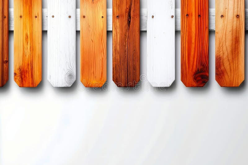 A Row of Wooden Planks on a White Wall Stock Image - Image of fence ...
