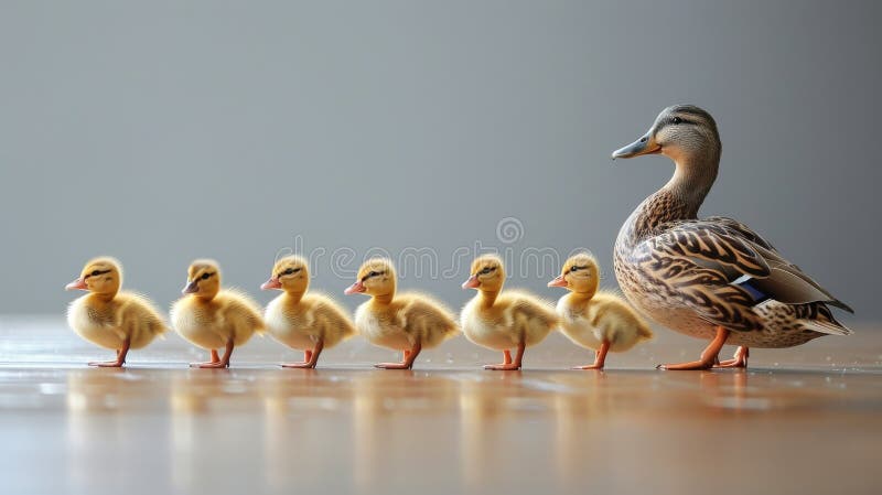 Row of Yellow Ducks Standing Next To Each Other Stock Image - Image of ...