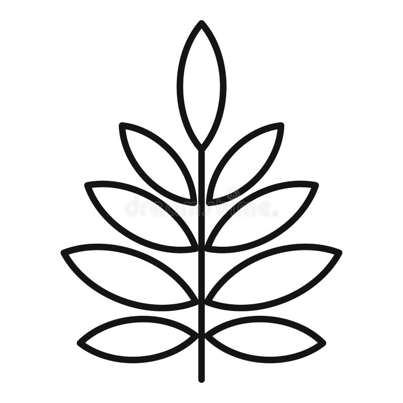 Rowan Leaf Icon, Flat Style Stock Illustration - Illustration of green ...