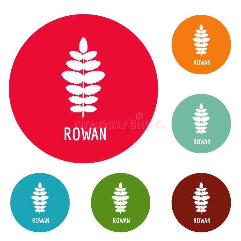 Rowan Leaf Icons Circle Set Vector Stock Vector - Illustration of ...
