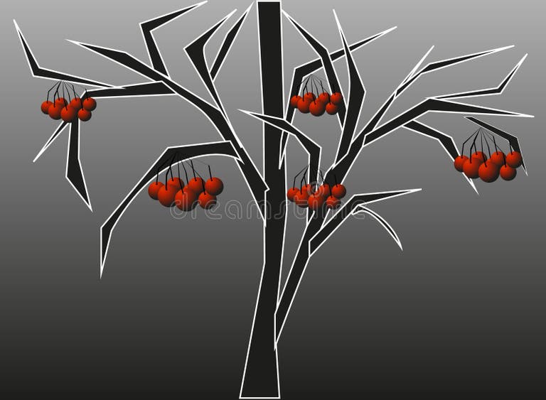 Rowan tree stock illustration. Illustration of park, barrel - 62111919