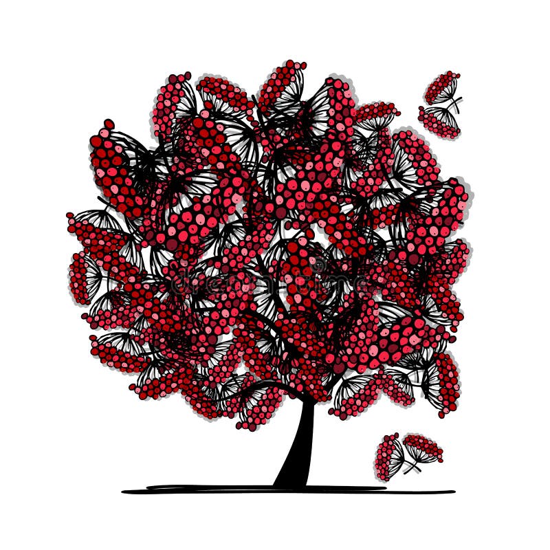 Rowan Tree with Berries for Your Design Stock Vector - Illustration of ...