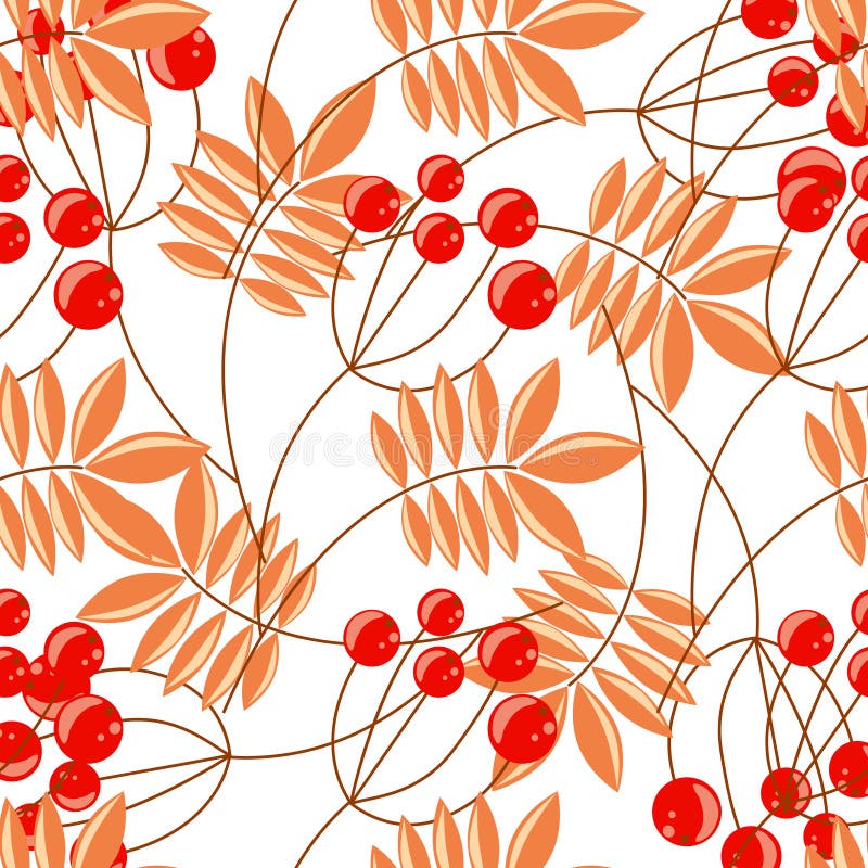 Rowanberry Branch Seamless Pattern. Vector Background Stock Vector ...