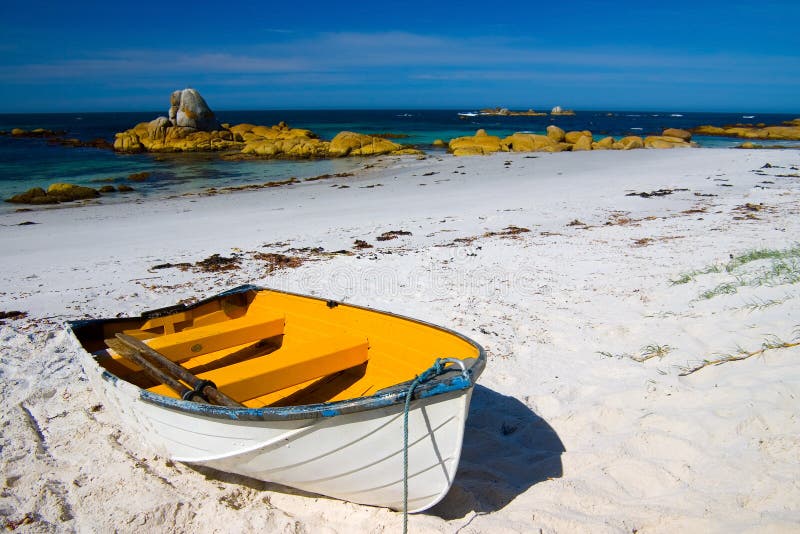 Rowboat on beach stock image. Image of white, mount, holiday - 2486505