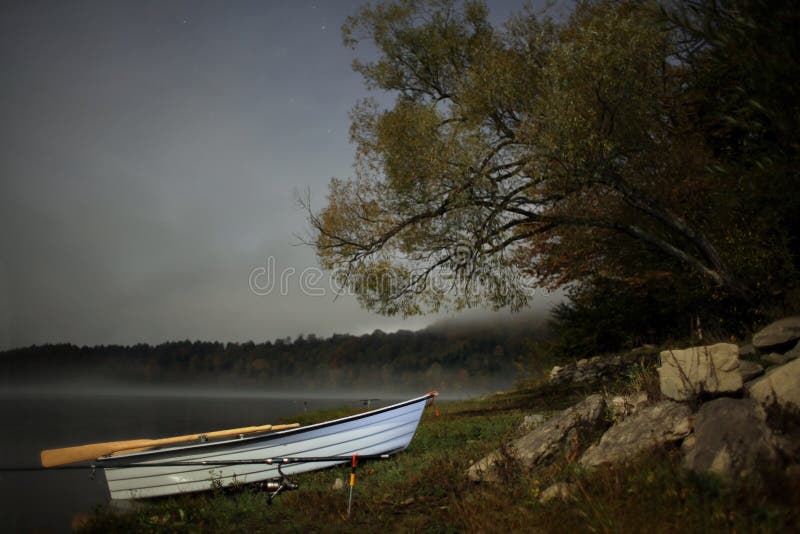 Skiff Berths To Solina Shore. Stock Image - Image of berths, night ...