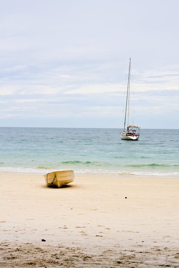 Rowboat and sailboat. stock photo. Image of power, open - 14424460