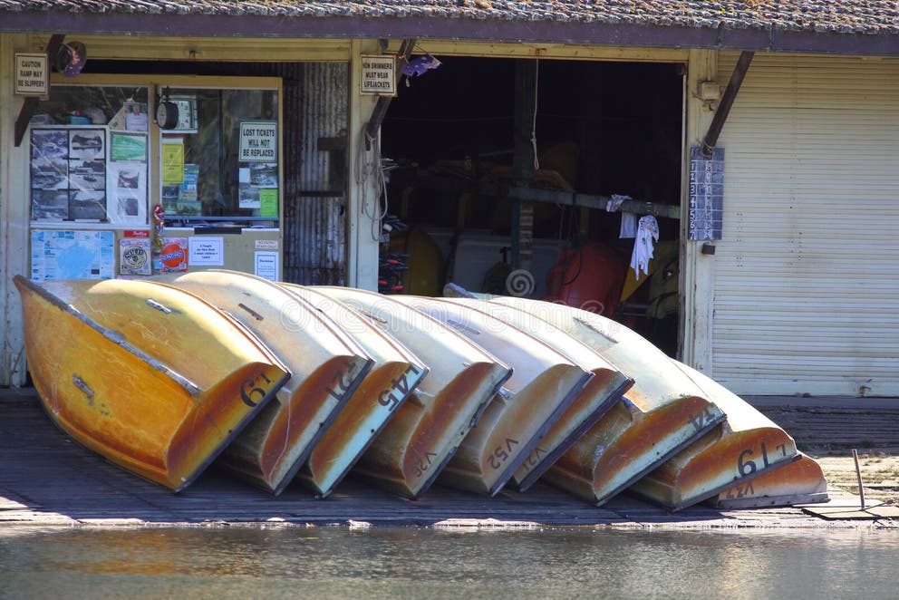 Row Boats Piled at General Store of Australian Old Timber Boathouse ...