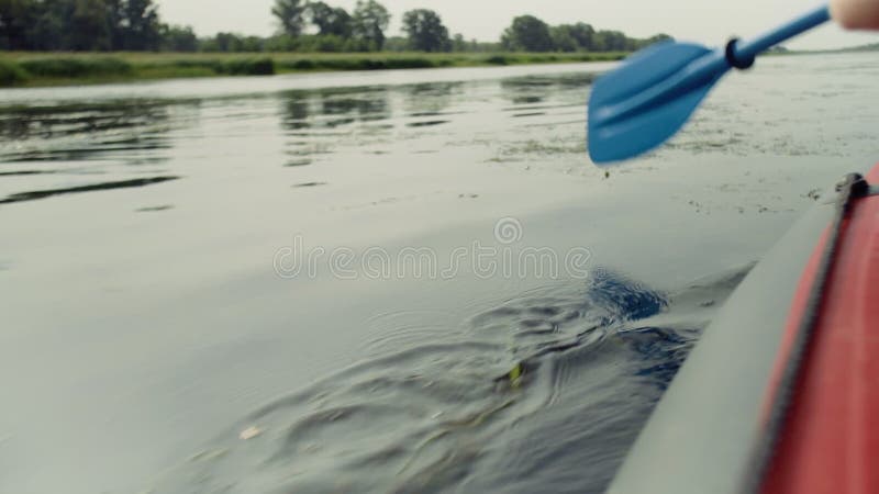 Close-up of a Rower on a Boat Rowing with an Oar. Stock Video - Video ...