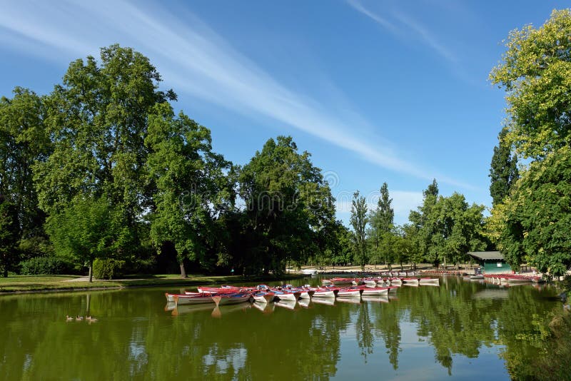 Daumesnil lake in Paris stock image. Image of rowing - 30205705