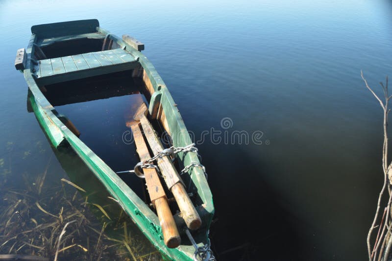 Rowing Boat Moored To the Shore. Spring on the River Stock Image ...
