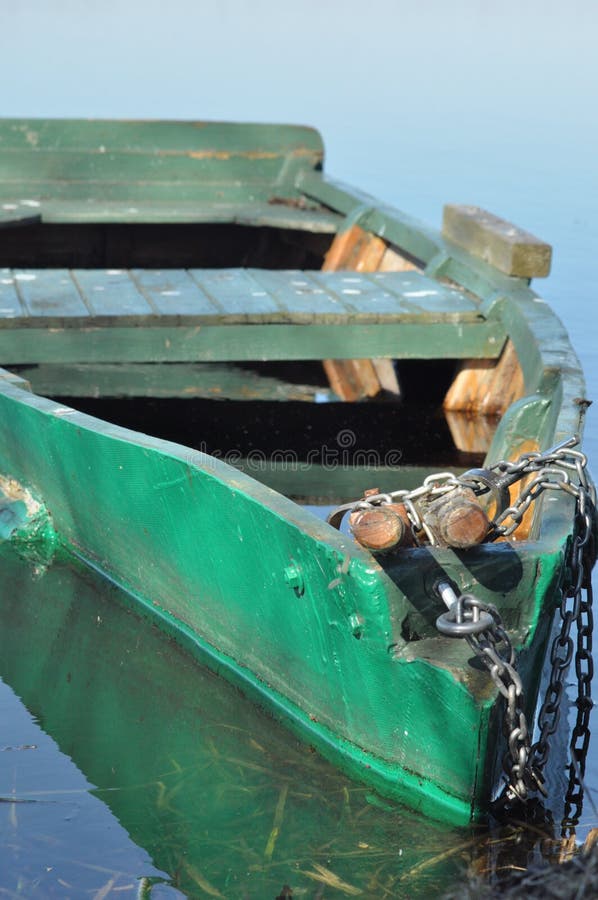 Rowing Boat Moored To the Shore. Spring on the River Stock Image ...